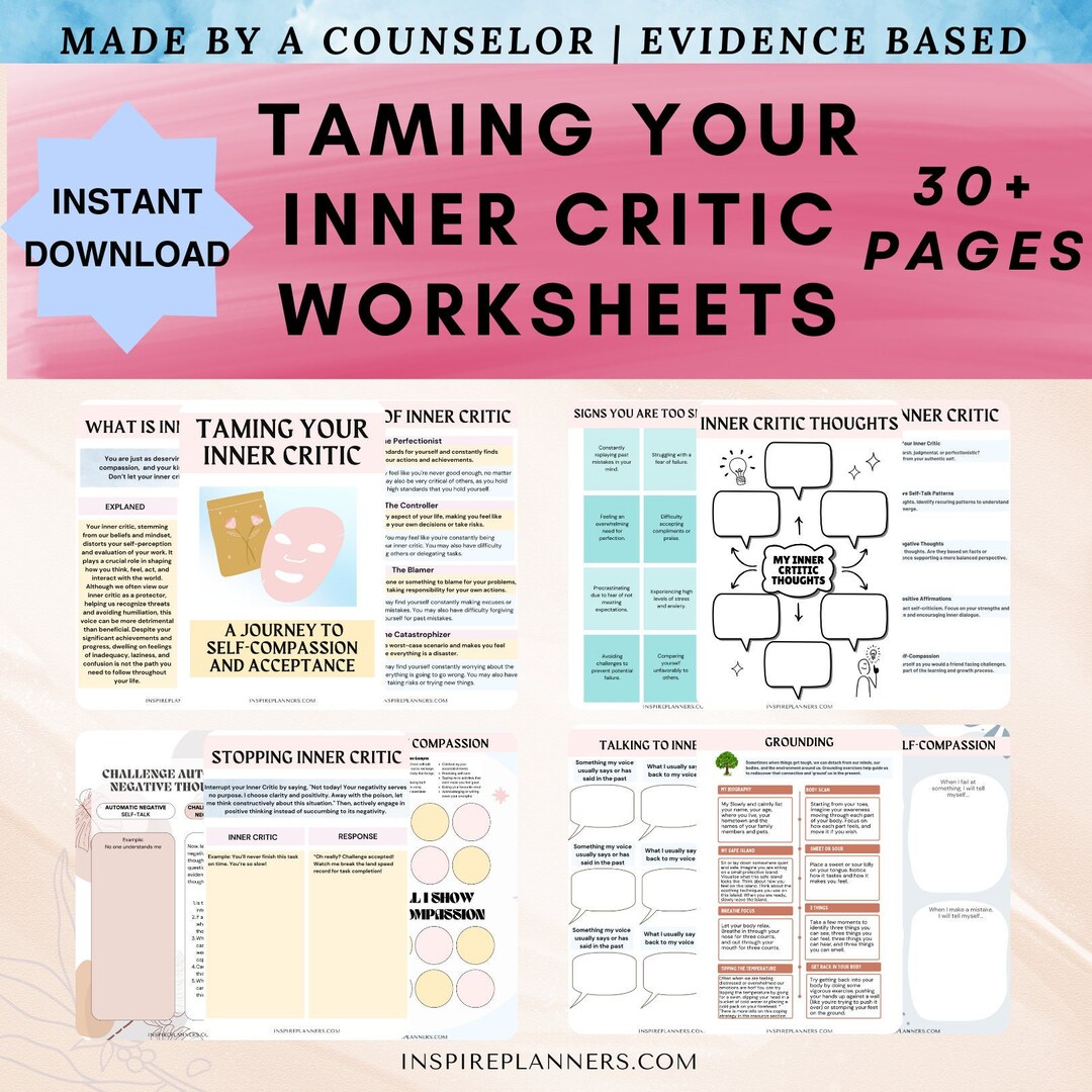 Inner Critic Therapy Workbook for Self-help and Self Care Therapy Tools ...