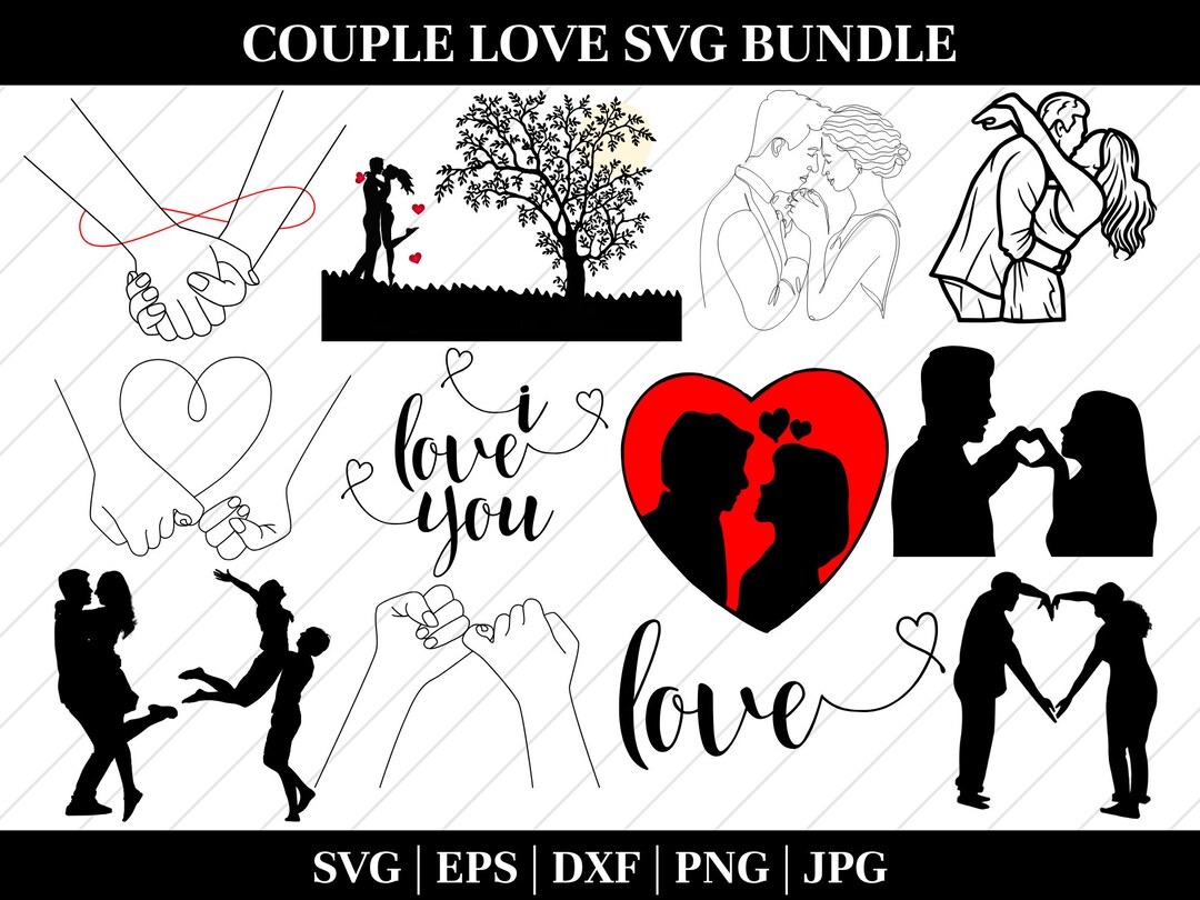Couple Silhouette Svg, Relationship Svg, Lovers Silhouette, Romantic ...