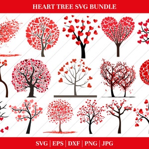 Heart Tree Dxf, Love Heart Tree Svg, Heart With Tree Dxf, Svg, Eps, Png ...