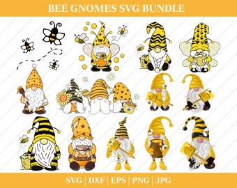 10 Honey Bee Gnomes Clipart Bundle, Bee Clipart, Flowers Png Graphics ...