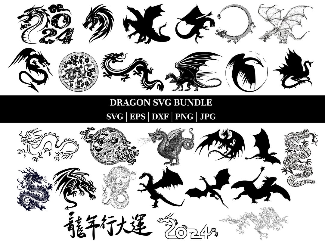 Dragon SVG, Dragon SVG Bundle, Dragon Clipart, Dragon Vector, Dragon ...