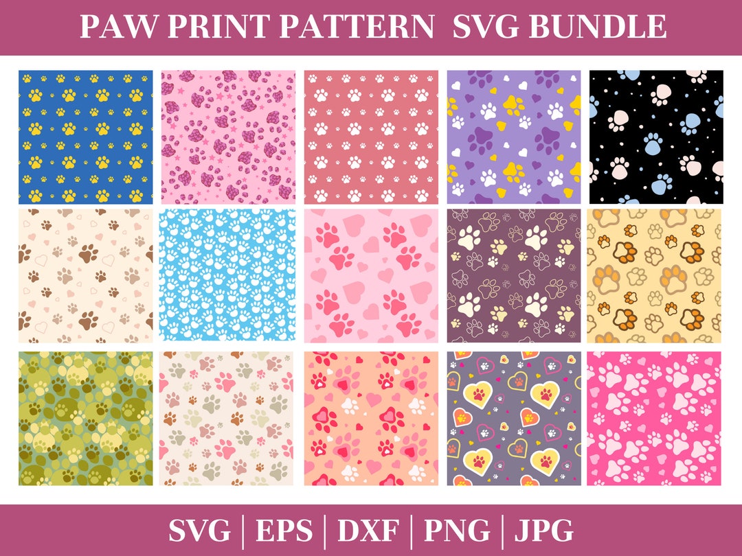 Paw Seamless Pattern Svg, Paw Print Svg, Dog Paw Print Svg, Dog Paw Svg ...