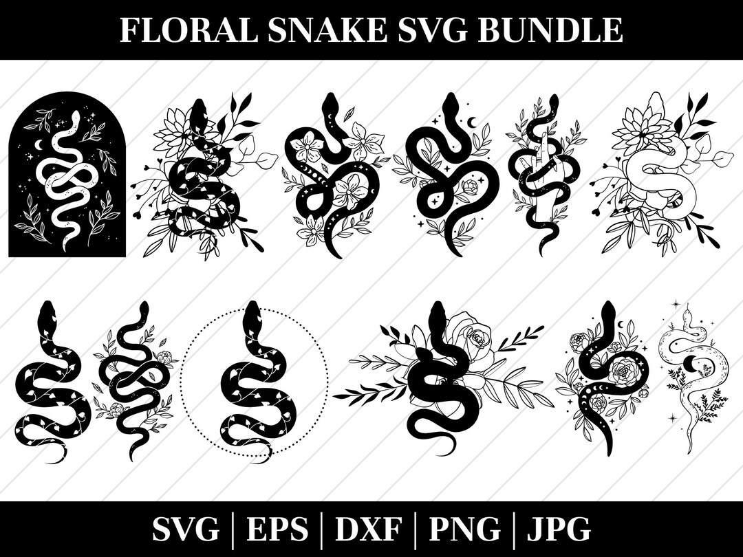 Snake SVG Bundle Floral Snake SVG Celestial Snake SVG Snake With ...