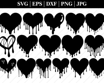 Melting Heart SVG, Black Dripping Heart Clipart, Heart Cut File ...