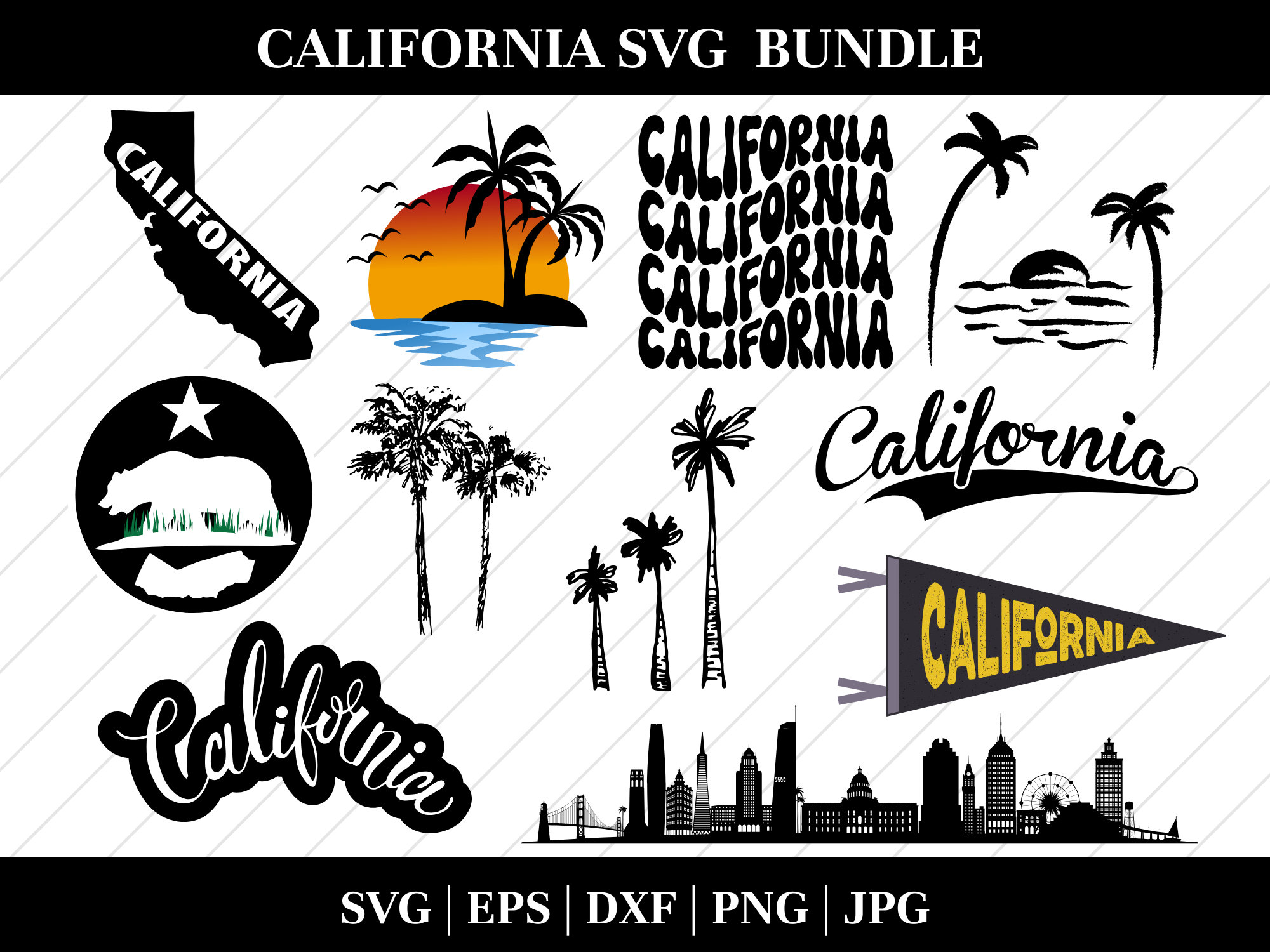 California Svg Bundle, California Png, Digital California Map Files for ...