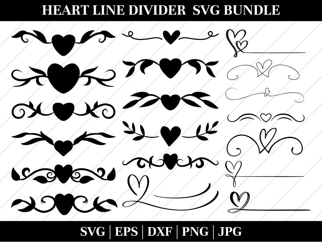Wedding Text Dividers SVG, Heart Text Dividers SVG, Wedding Stationery ...