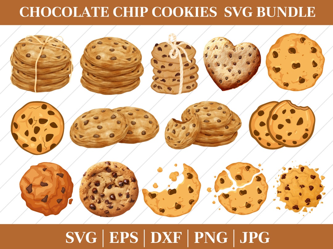 Chocolate Chip Cookie SVG Files Choc Chip Cookies SVG Cut Files Cookie ...