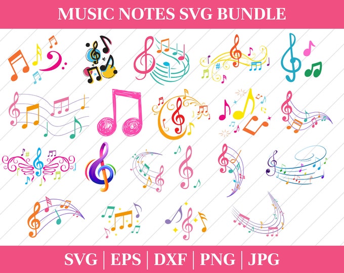 MUSIC NOTES SVG, Music Notes Bundle Svg, Music Notes Clipart , Music ...