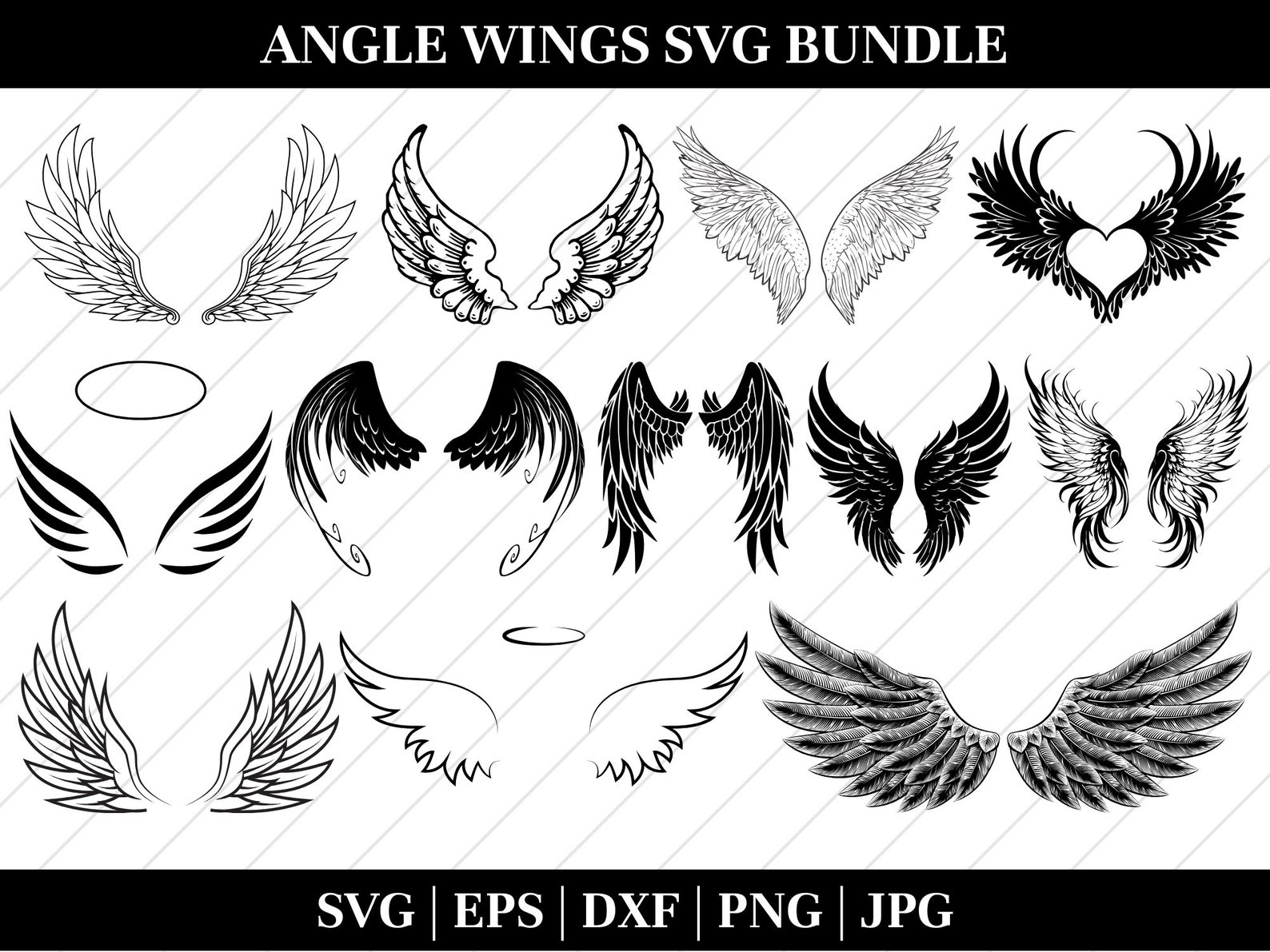 Angel Wings Svg Bundle, Angel Wings Clip Art, Wings Cut File for ...