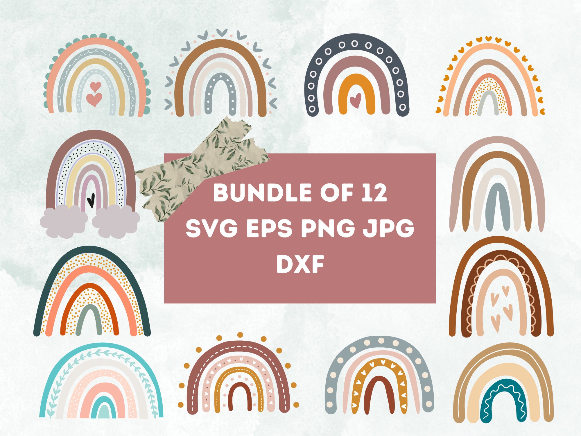 Rainbow Svg, Boho Rainbow Svg, Cute Rainbow Svg, Rainbow Svg Bundle ...