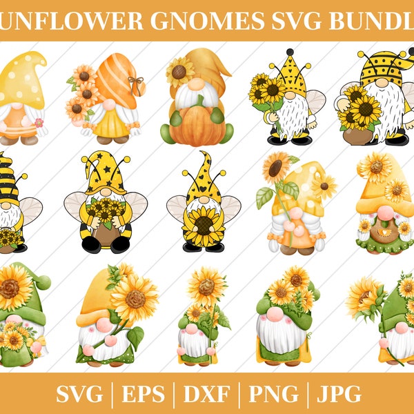 Gnome With Sunflower Svg - Etsy