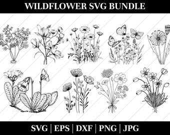 Wildflowers Tote Bag Svg, Wild Flower Svg, Bouquet SVG Bundle, Floral ...