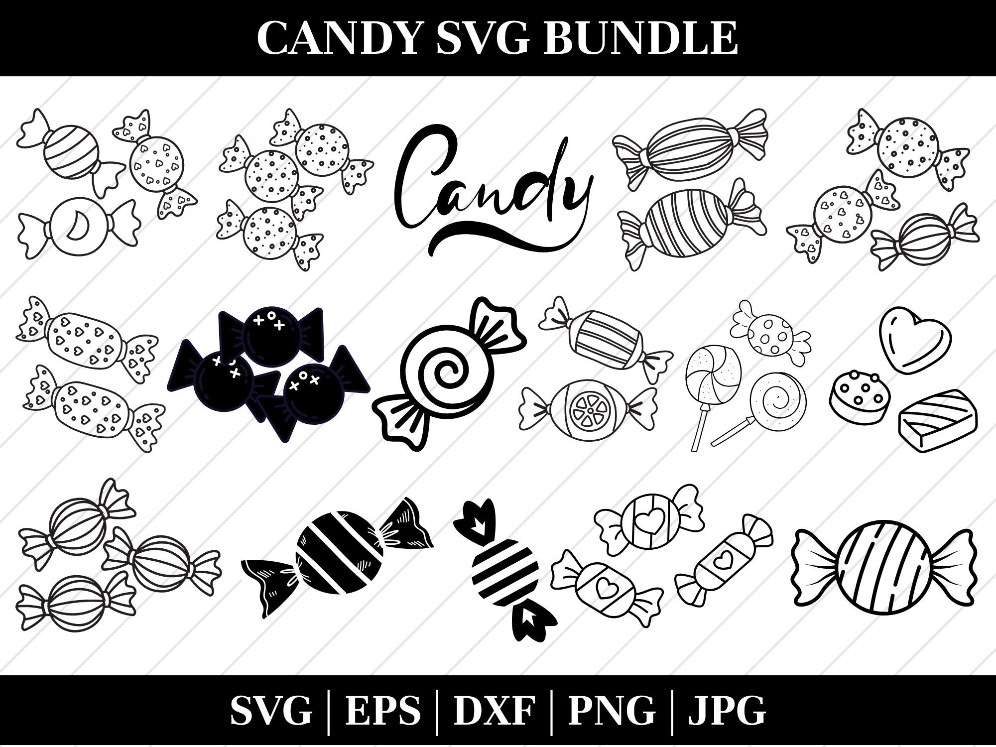 Candy SVG Bundle, Doodle Candy, Candy Sticker, Candy Clipart, Circut ...
