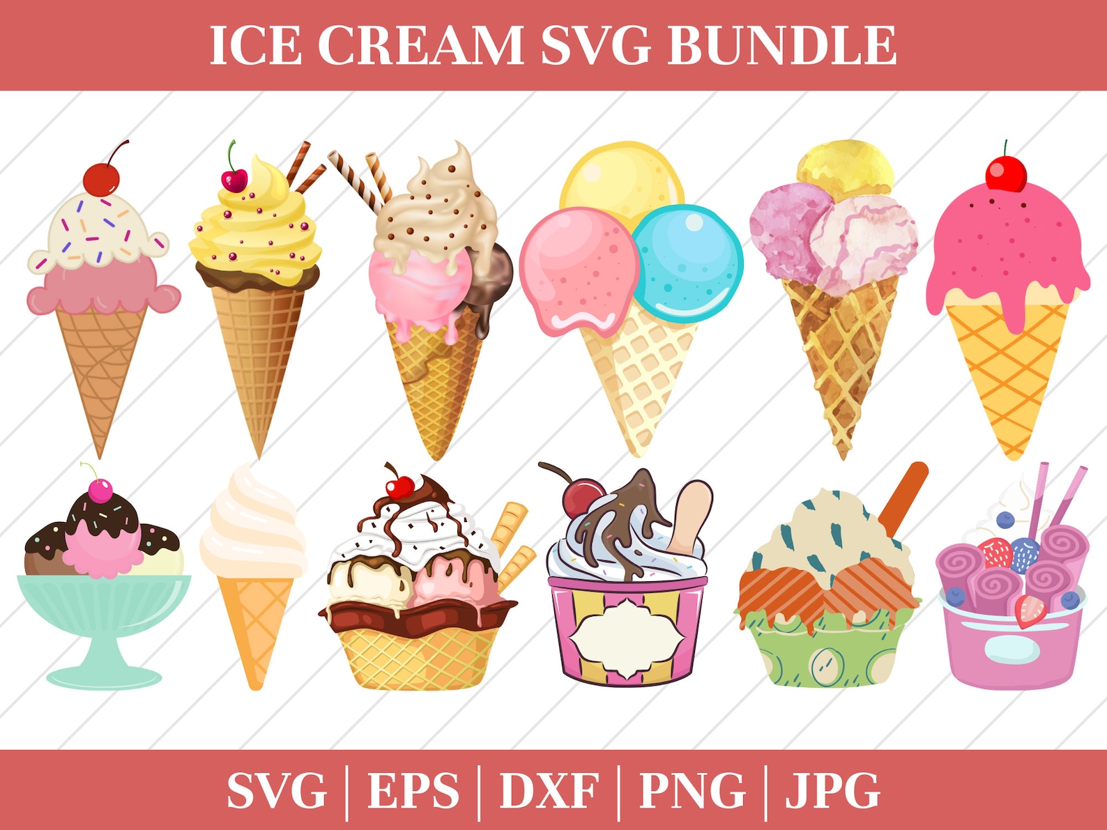 Ice Cream SVG, Sweet Ice Cream Cone Cut Files, Ice Cream Clipart ...