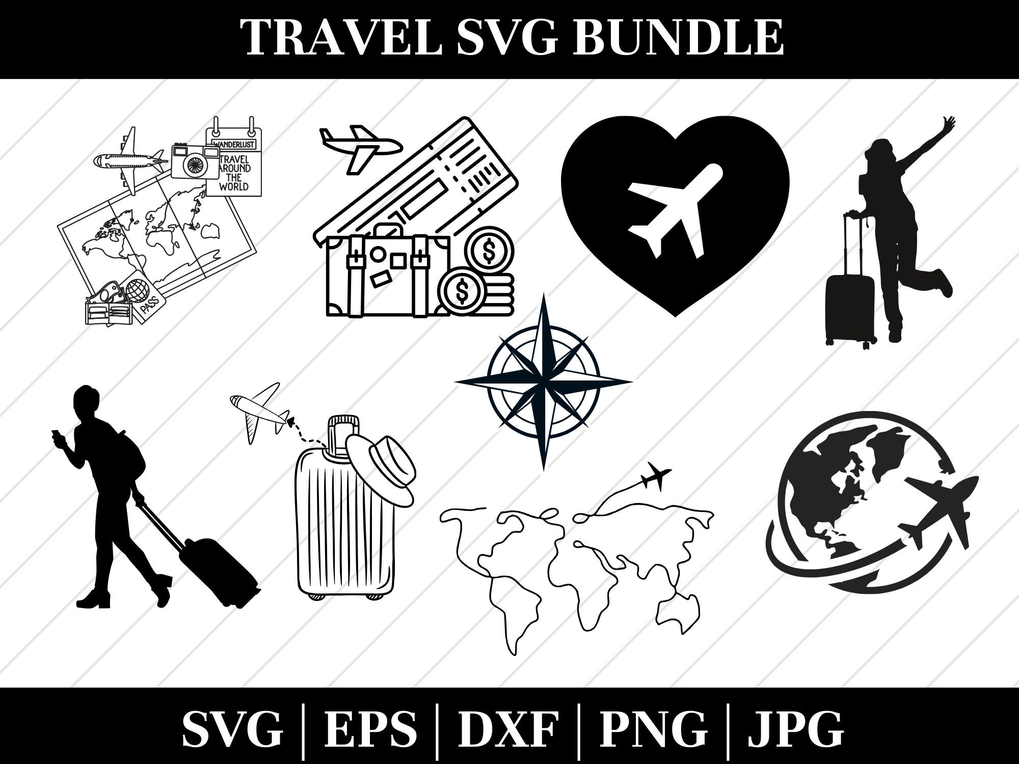 Paquete Svg de viaje, svg de viaje divertido, svg de viaje, imágenes ...