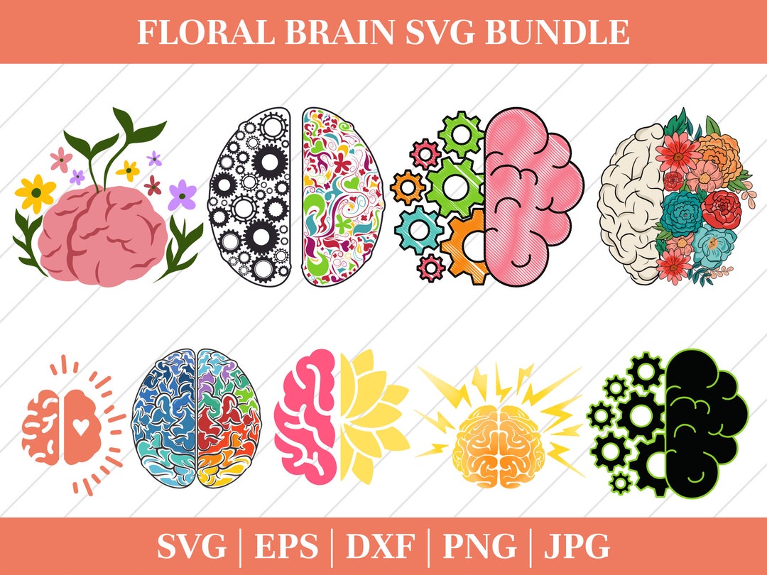 Brain Svg Bundle, Medical Svg, Floral Brain Svg, Flower Brain Svg ...