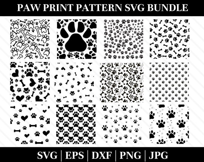 Paw Seamless Pattern Svg, Paw Print Svg, Dog Paw Print Svg, Dog Paw Svg ...