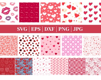 Valentine Digital Paper, Valentine's Day Scrapbook Papers, Hearts ...