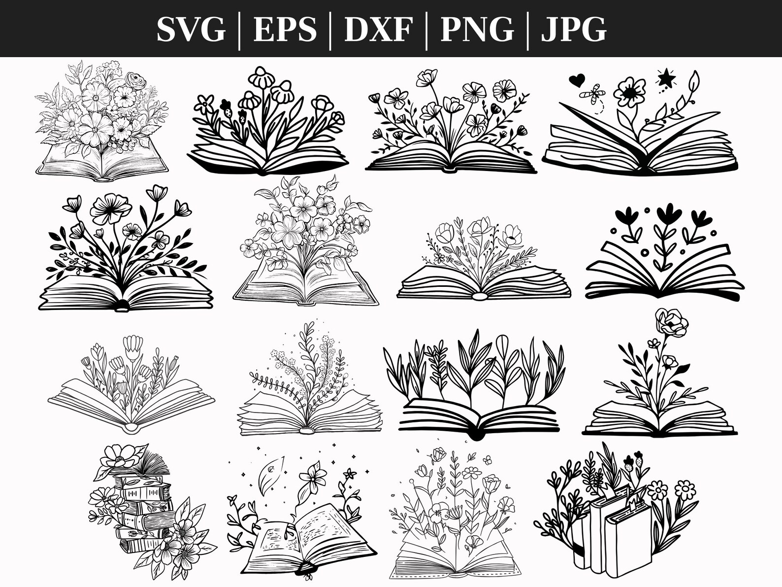 Floral Book SVG, Book With Flowers Svg, Book Svg, Reading Svg, Read ...