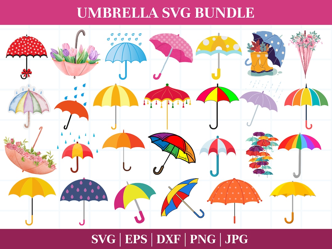 Umbrella Svg, Umbrella Bundle Svg, Umbrella Clipart, Umbrella ...