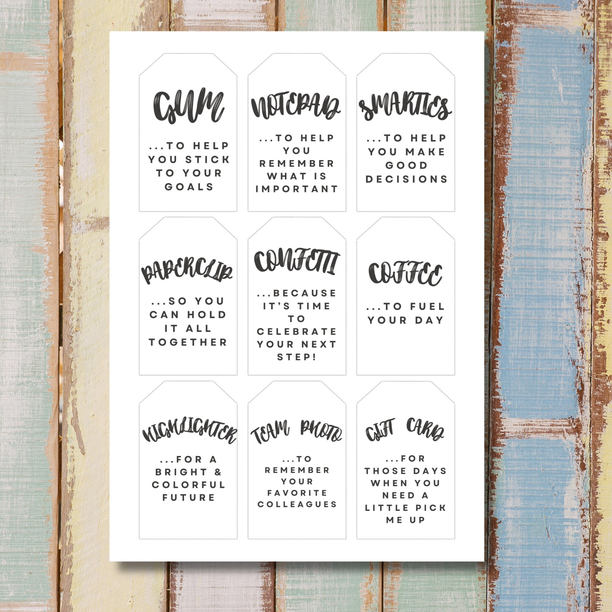 Printable Gift Tags, New Job Survival Kit Basket, Coworker Goodbye Gift ...