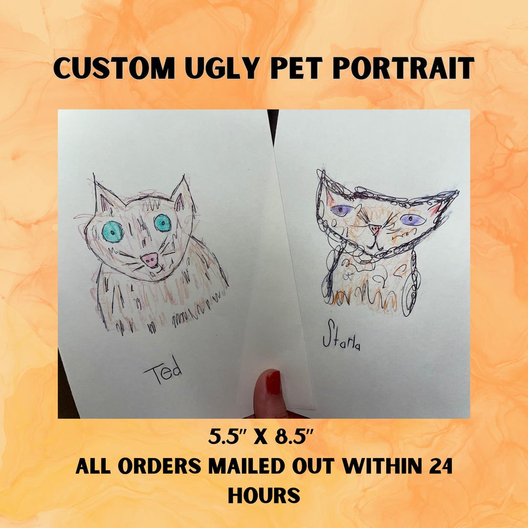 Ugly Pet Portrait Hideous Artwork of Your Beloved Pets - Etsy