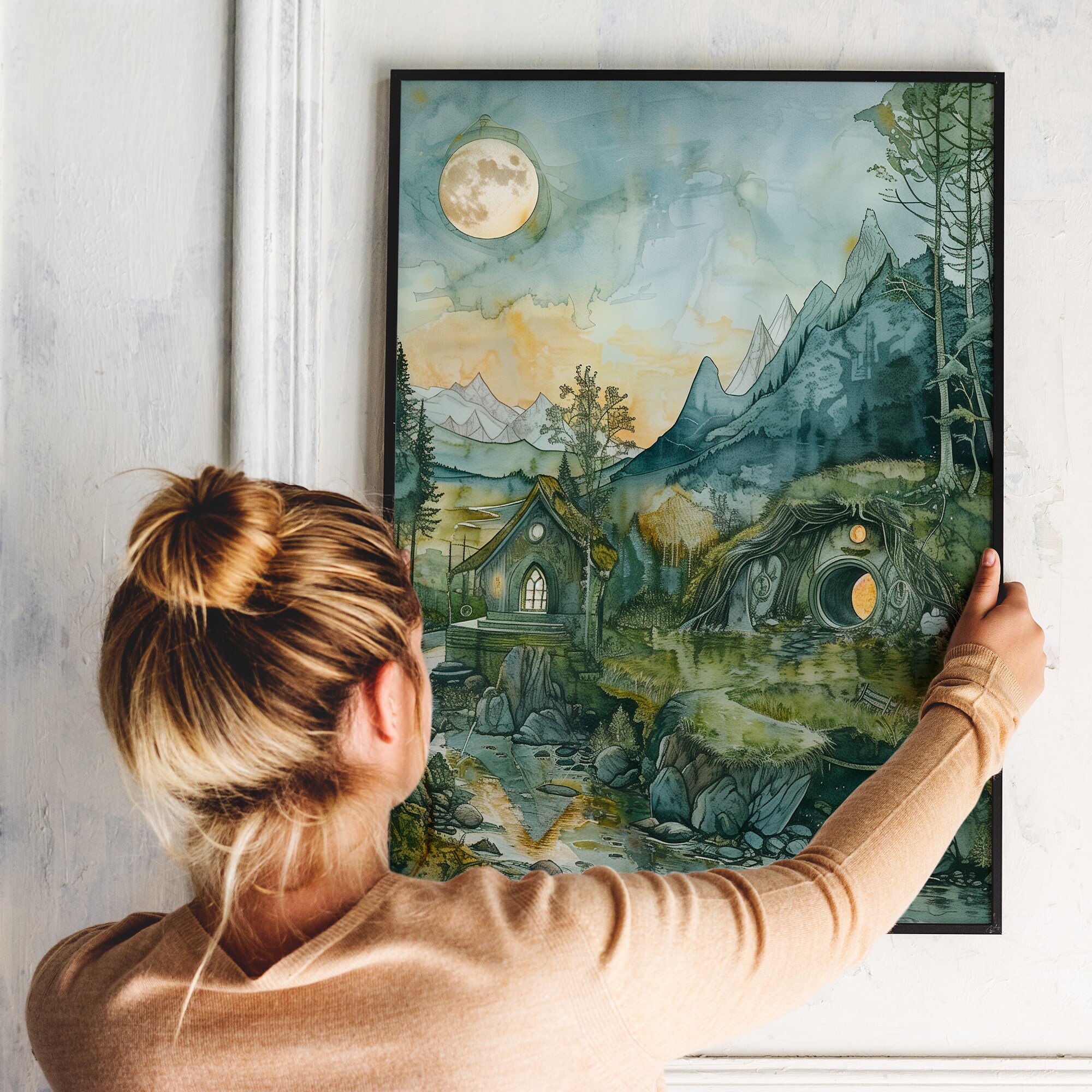 Shire-inspired Watercolour Art Print | Lord of the Rings Landscape ...