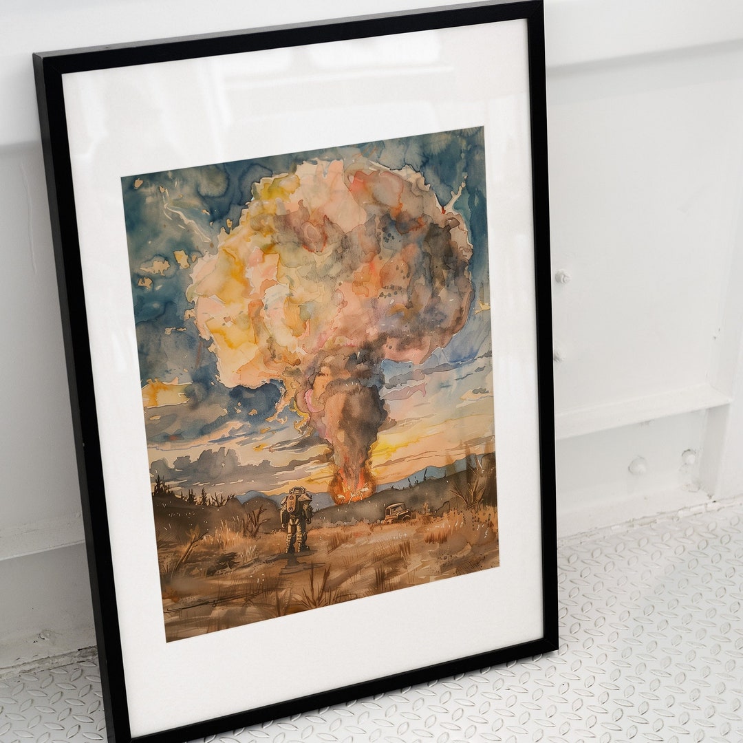 Fallout-inspired Watercolor Art Print - Power Armour in Front of ...
