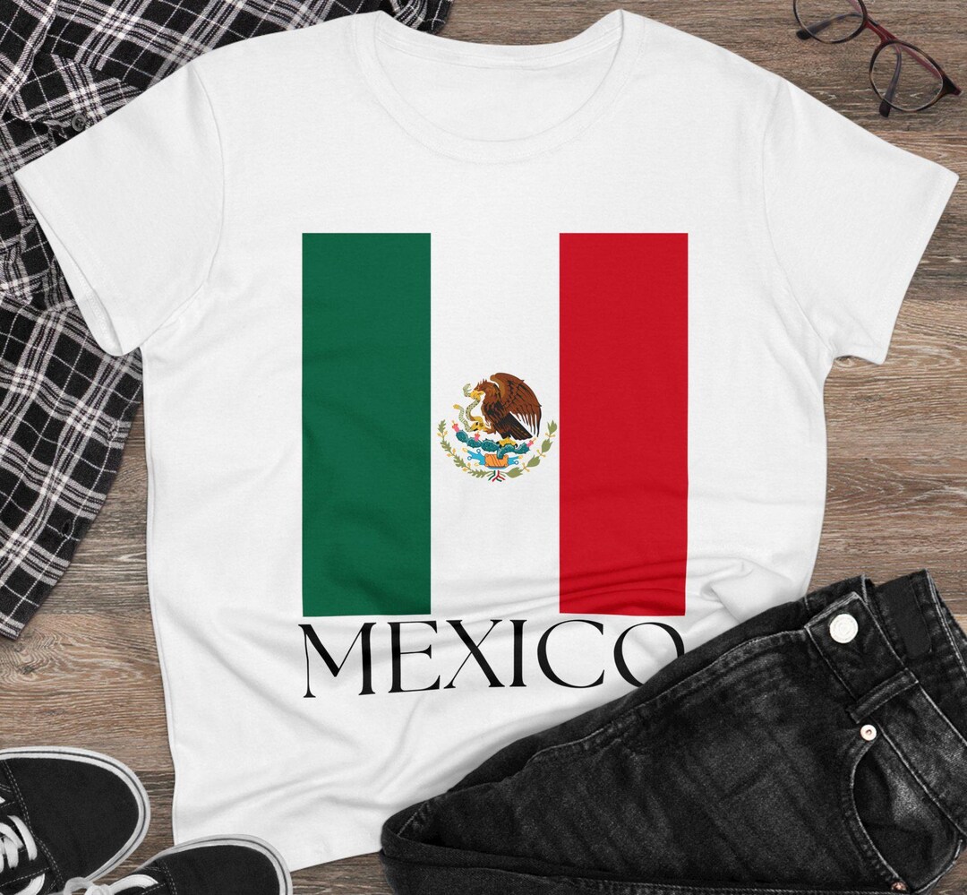 Mexico Flag Midweight Women's Tee Shirt, Cinco De Mayo Apparel, Mexican ...