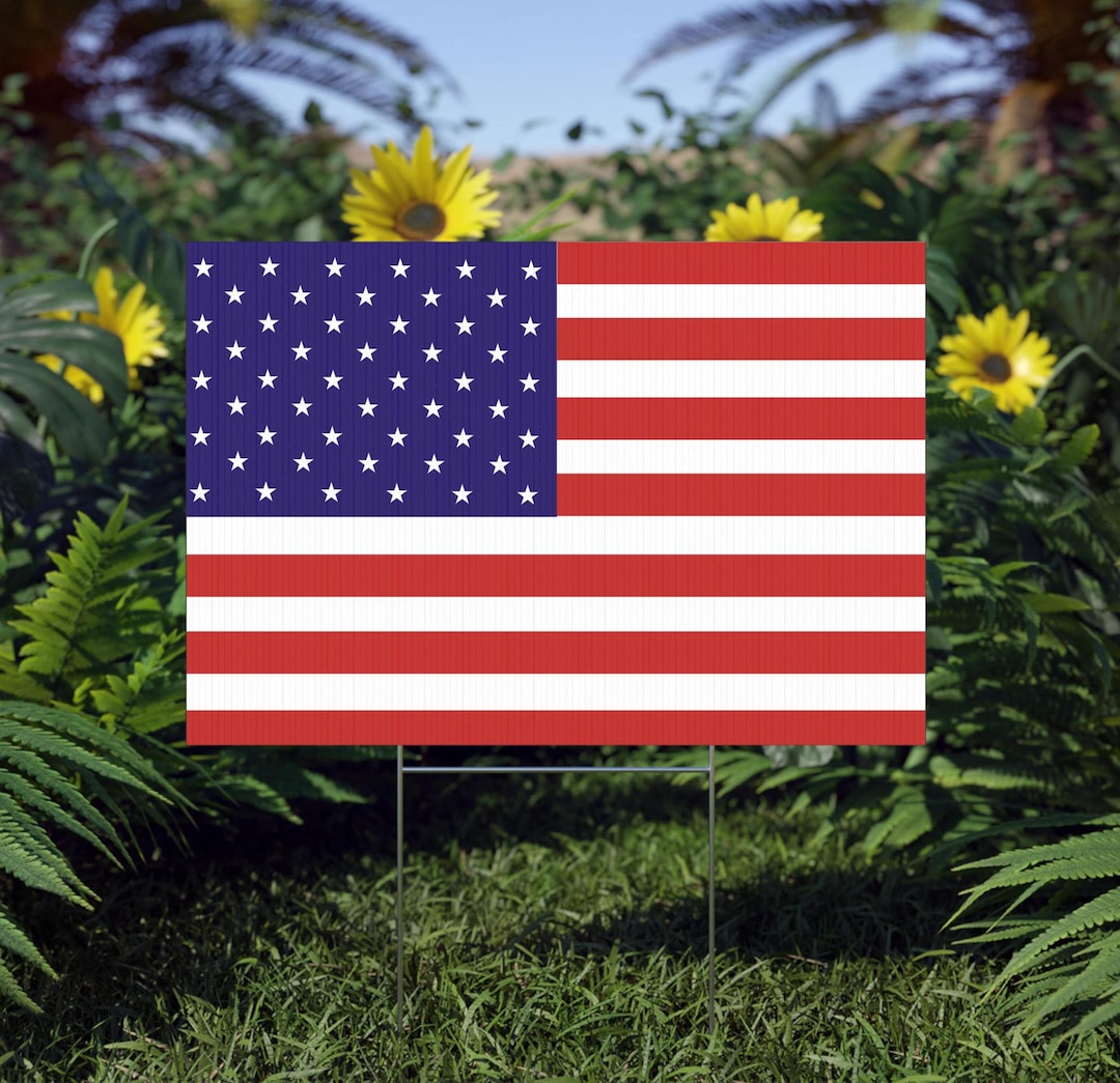 USA Flag Lawn Sign, Patriotic Garden Flag Sign, America Yard Decor ...