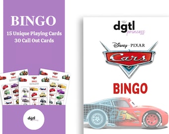Cars Bingo Game, Printable, Kids Game, Cars Birthday Game,party Favor ...
