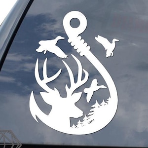 Fish Fishing Hook Deer Buck Duck Hunting Sportsman Sticker Decal for ...