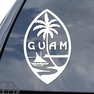 Guam Island Palm Tree Ocean Shield Sticker Decal for Car Truck ...