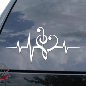 Love Music Notes Heartbeat EKG Lifeline Trebel Bass Clef Sticker Decal ...