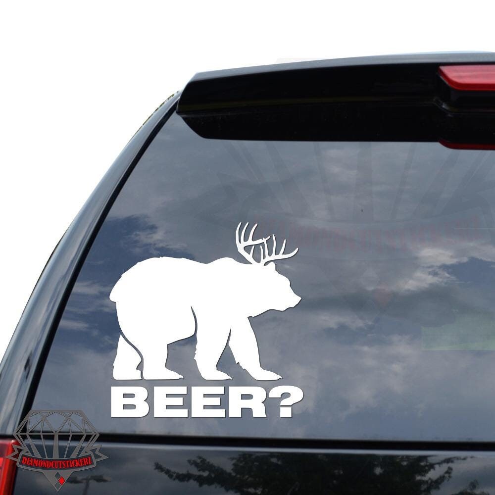 Funny Deer Bear Beer Hunting Antler Sticker Decal for Car Truck ...