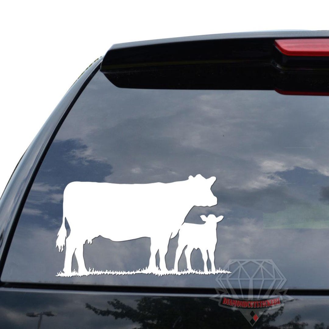 Cow Calf Mom and Baby Cattle Farm Ranch Sticker Decal for Car Truck ...