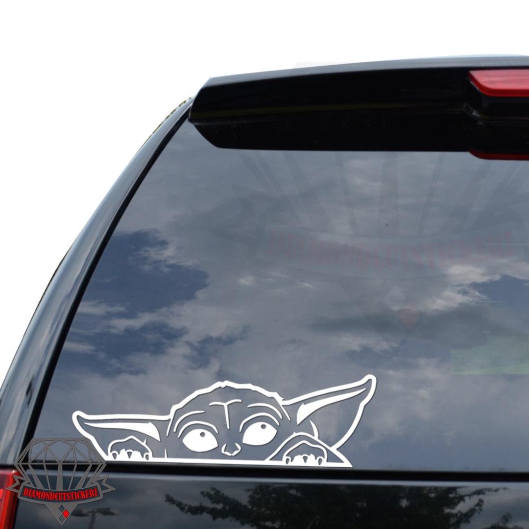 Baby Yoda Grogu Peeking Peeping Jedi Mandalorian Sticker Decal for Car ...