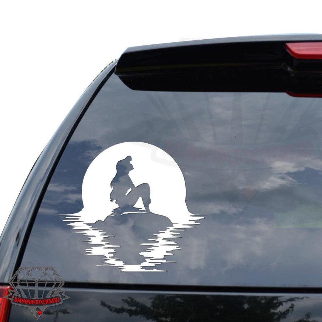 Mermaid Sitting on A Rock Moonlight Sea Ocean Sticker Decal for Car ...