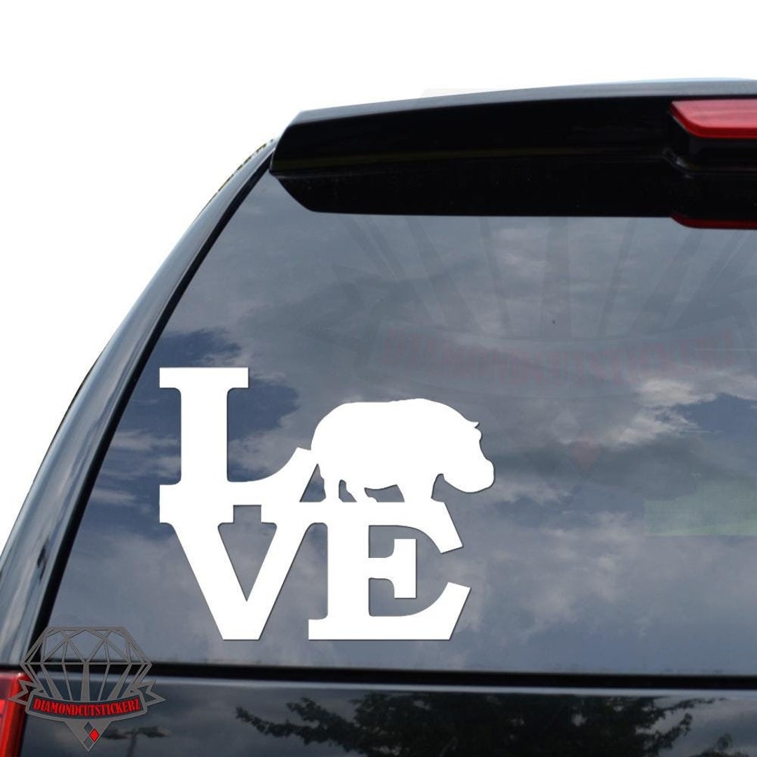 Love Hippo Hippotamus Sticker Decal for Car Truck Motorcycle Window ...