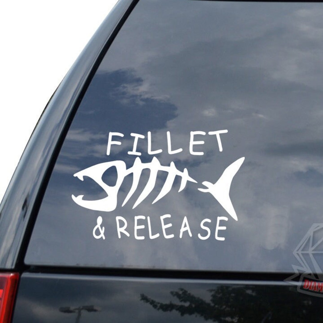 Fillet and Release Fish Fishing Bones Skeleton Sticker Decal for Car ...