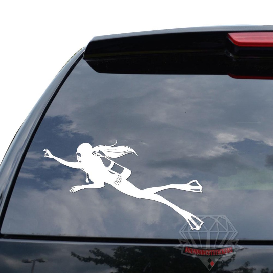 Scuba Diving Girl Diver Deep Sea Dive Sea Ocean Sticker Decal for Car ...