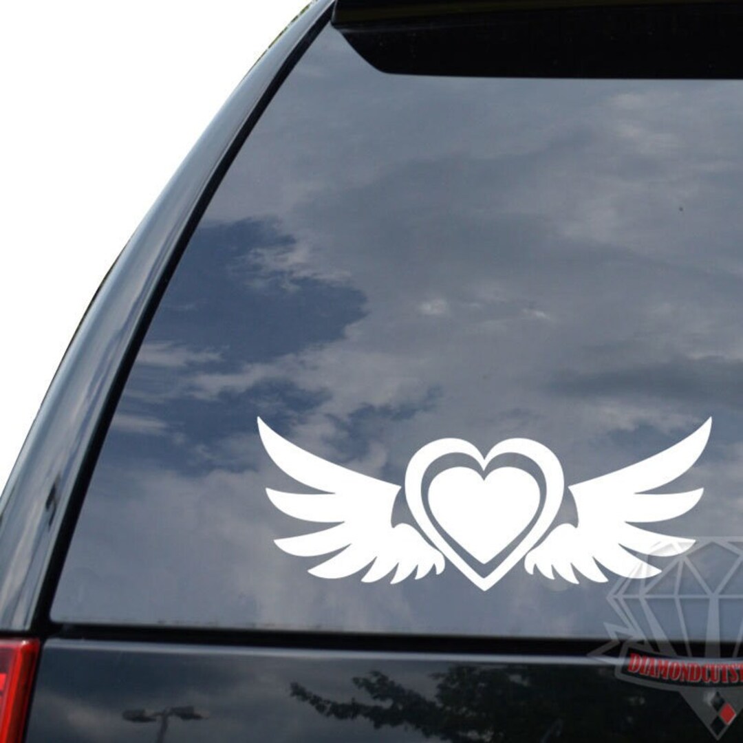Heart Love Angel Wings Sticker Decal for Car Truck Motorcycle Window ...