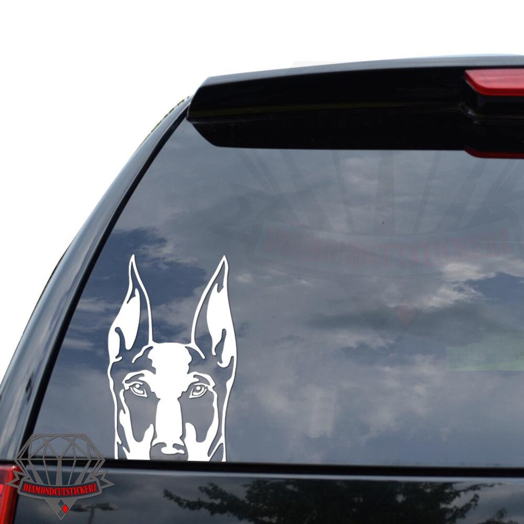 Doberman Pinscher Dobie Dog Peeping Peeking Pet Sticker Decal for Car ...