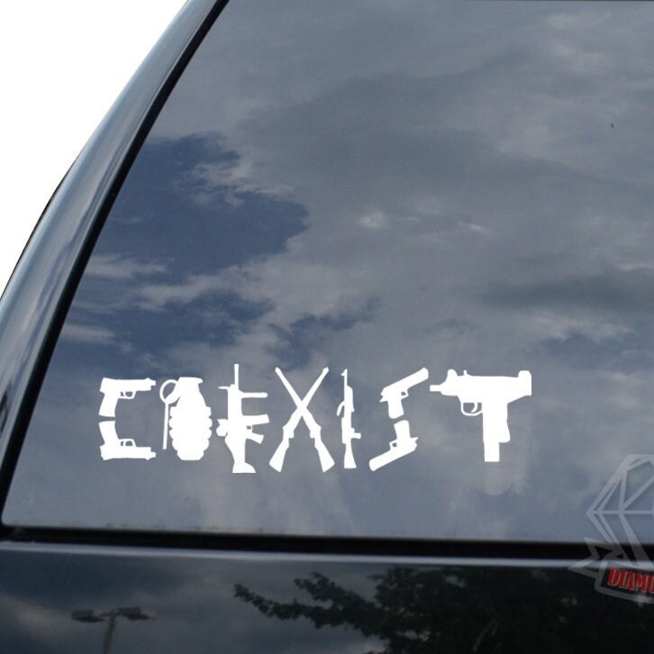 Coexist Guns Rifle AR-15 Weapons Bomb Ammo Bullet Sticker Decal for Car ...