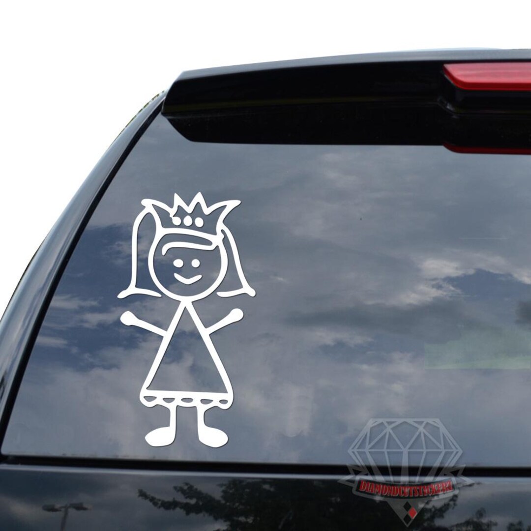 Princess Girl Crown Stick Figure Family Sticker Decal for Car Truck ...