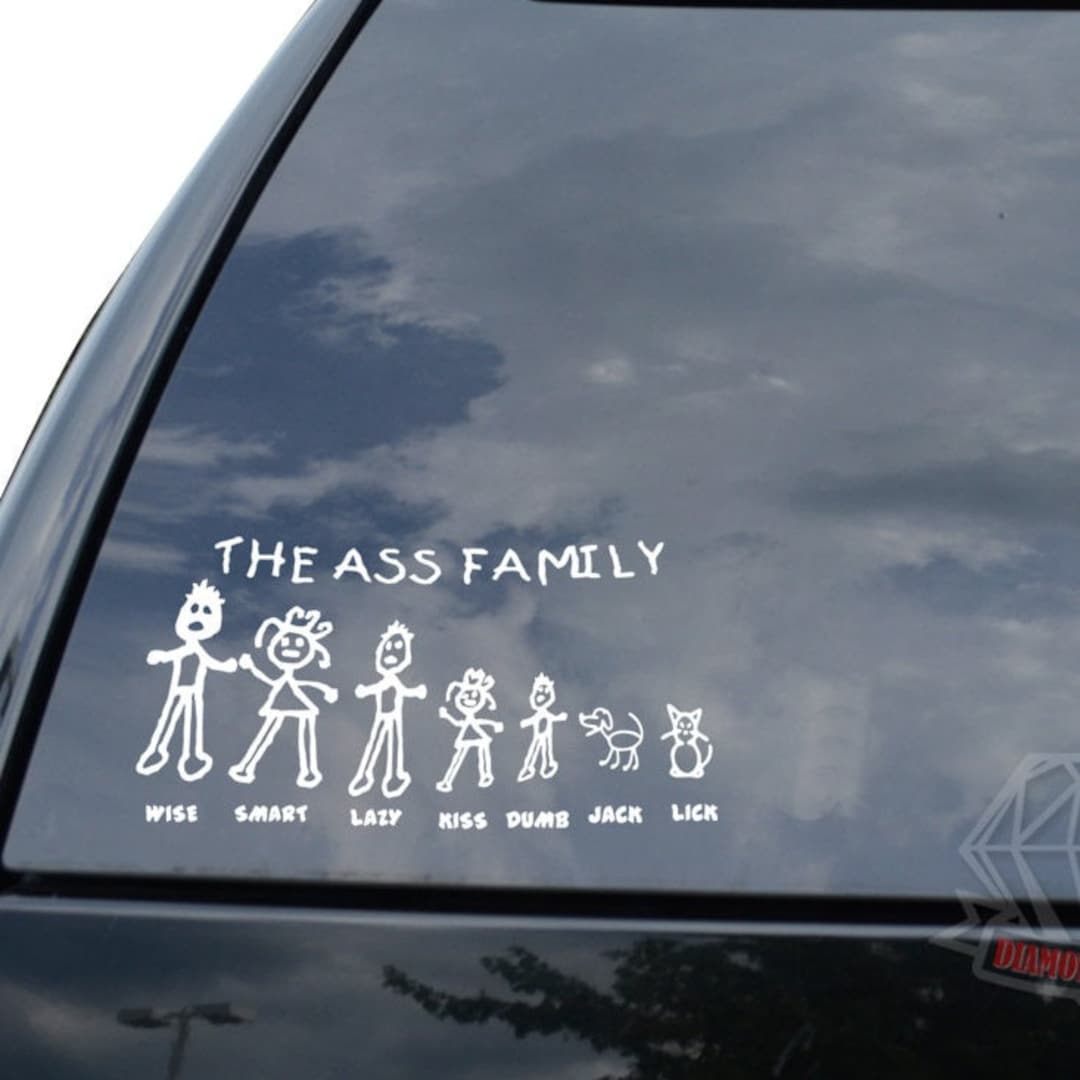 The Ass Family Stick Figure Jackass Dumbass Funny Sticker Decal for Car ...