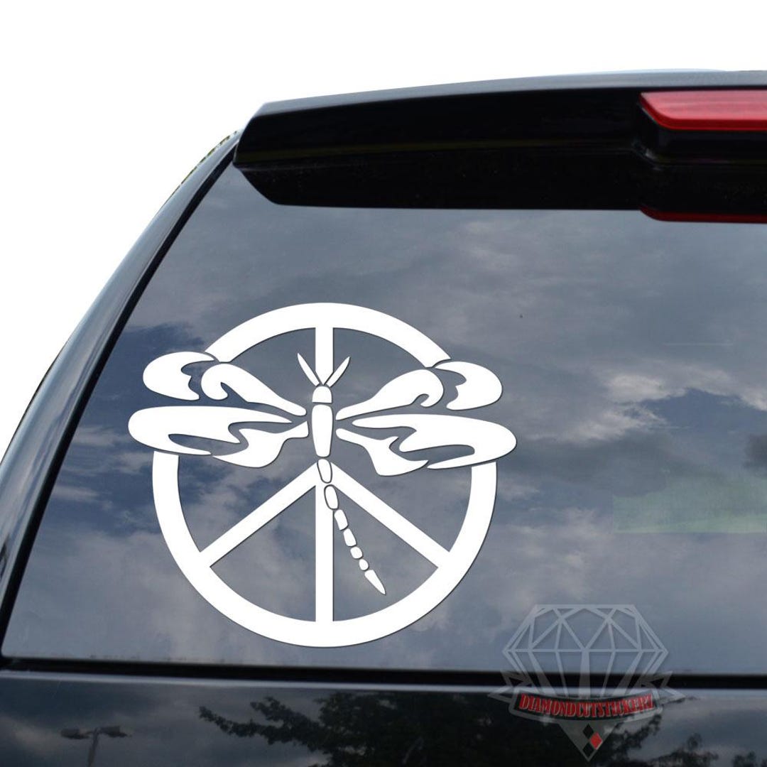 Dragonfly Insect Peace Sign Sticker Decal for Car Truck Motorcycle ...