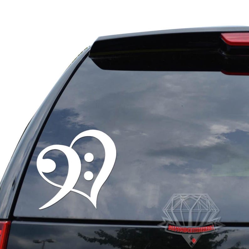 Bass Clef Music Note Heart Love Sticker Decal for Car Truck Motorcycle ...
