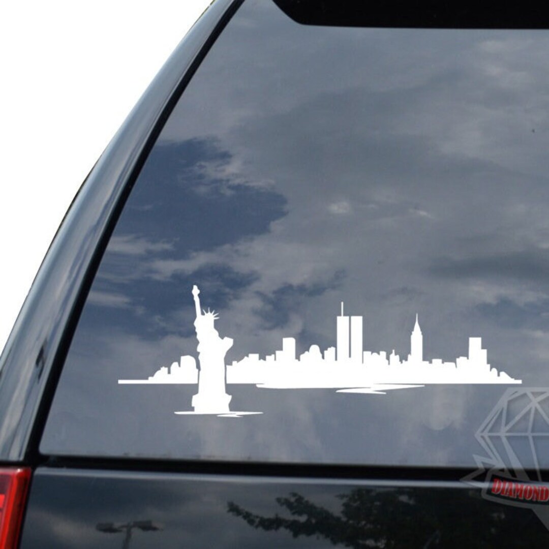 New York City Skyline Landscape Lady Liberty Twin Towers Sticker Decal ...