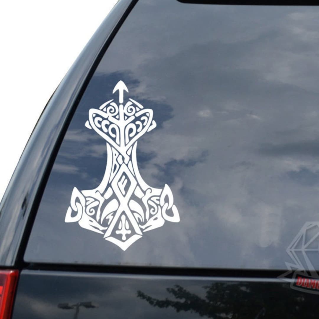 Viking Thor Hammer God Thunder Sticker Decal for Car Truck Motorcycle ...